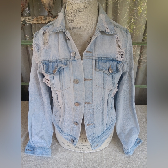 Love Tree | Jackets & Coats | Distressed Denim Jacket | Poshmark